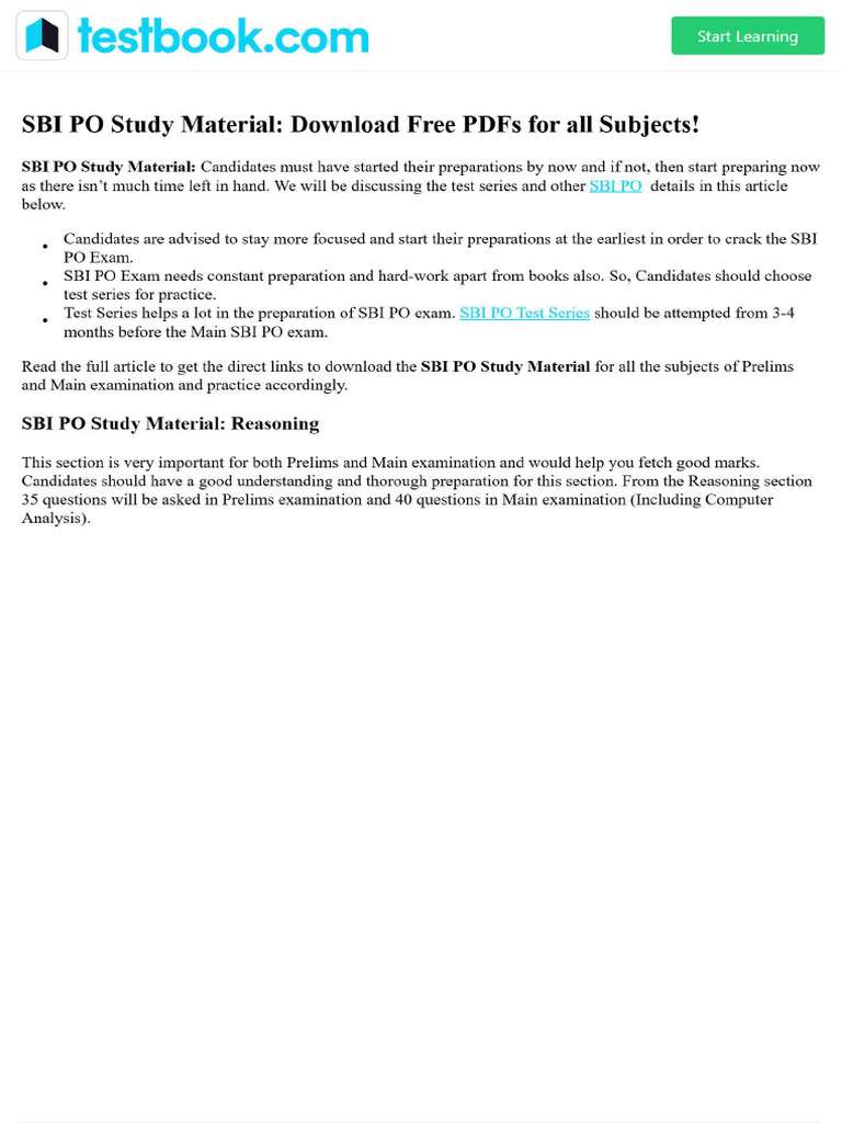 SBI PO Study Material | PDF