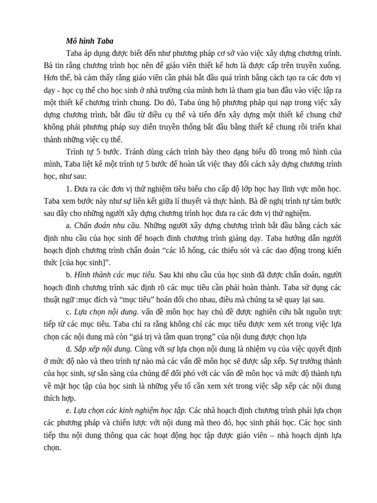 Mo Hinh Taba | PDF