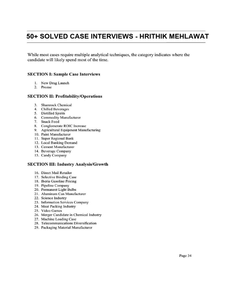 50 Solved Case Interview | PDF