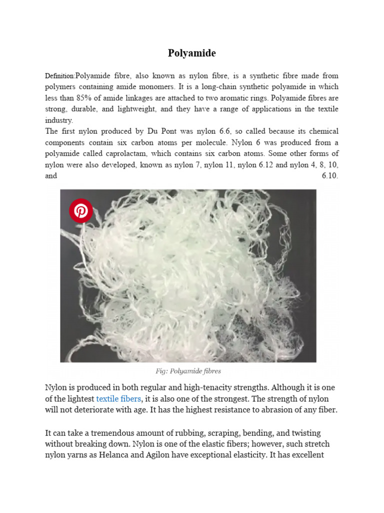 Lecture 4-Polyamide - 250723 - 173713 | PDF | Nylon | Fibers