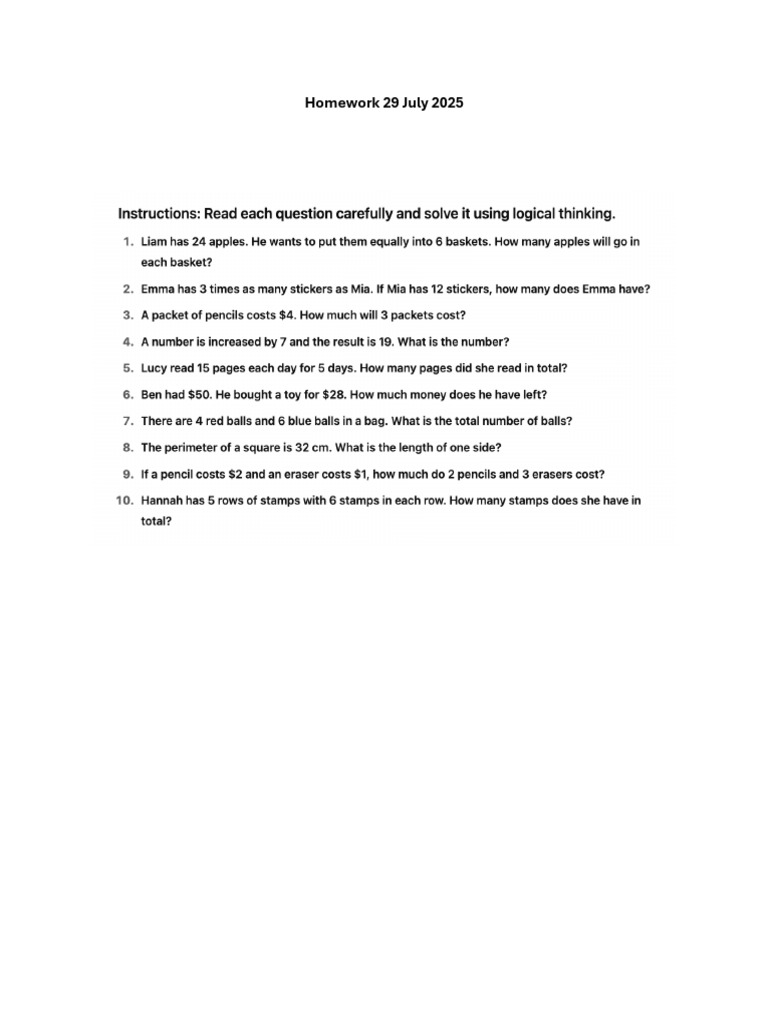 Homework 29 July 2025 | PDF