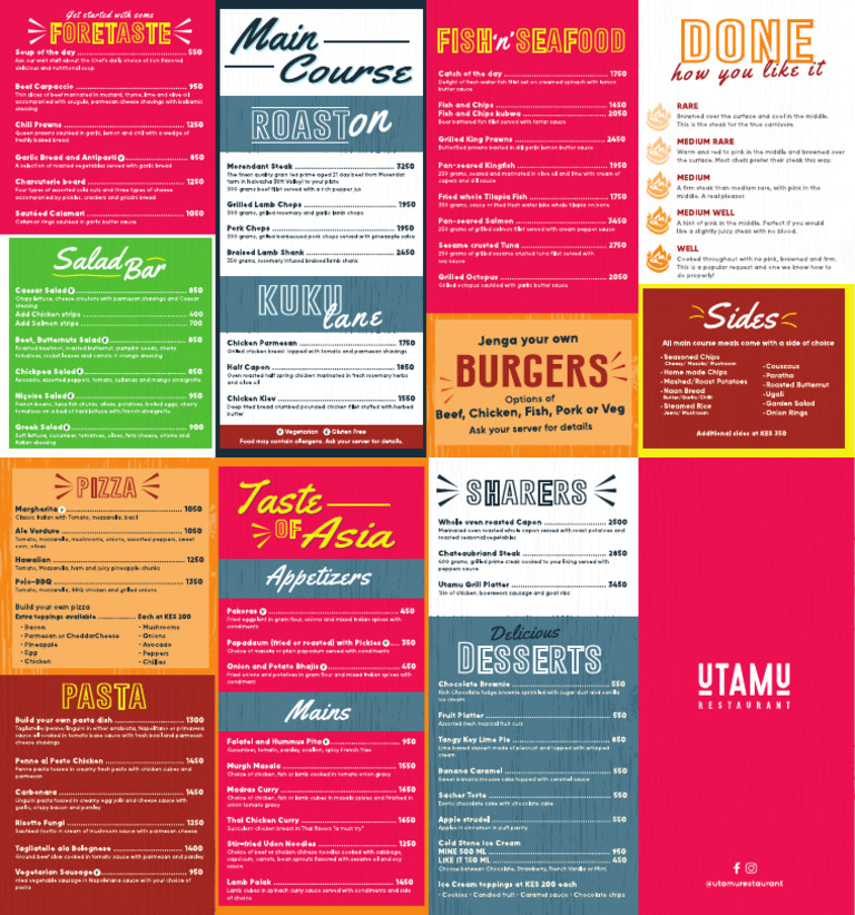 Utamu Menu | PDF