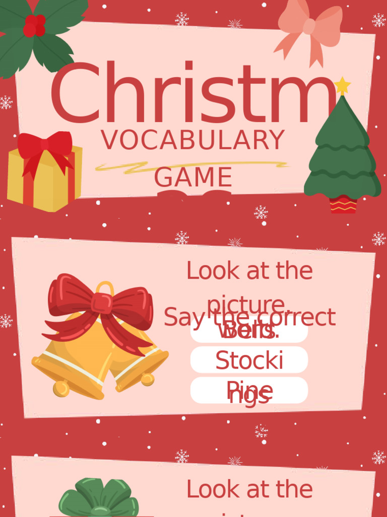Christmas Vocabulary Game Worksheets | PDF