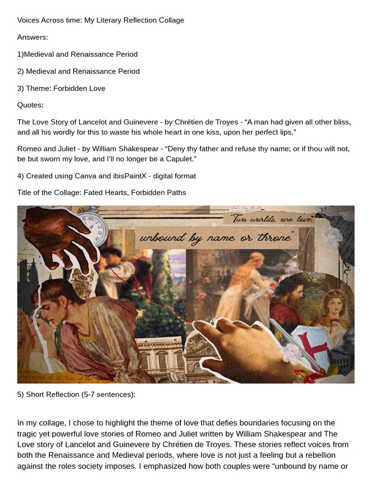 Voices Across Time My Literary Reflection Collage PDF | PDF