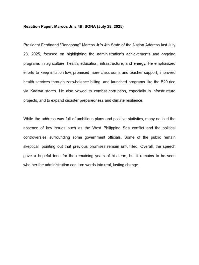 Reaction Paper - SONA | PDF