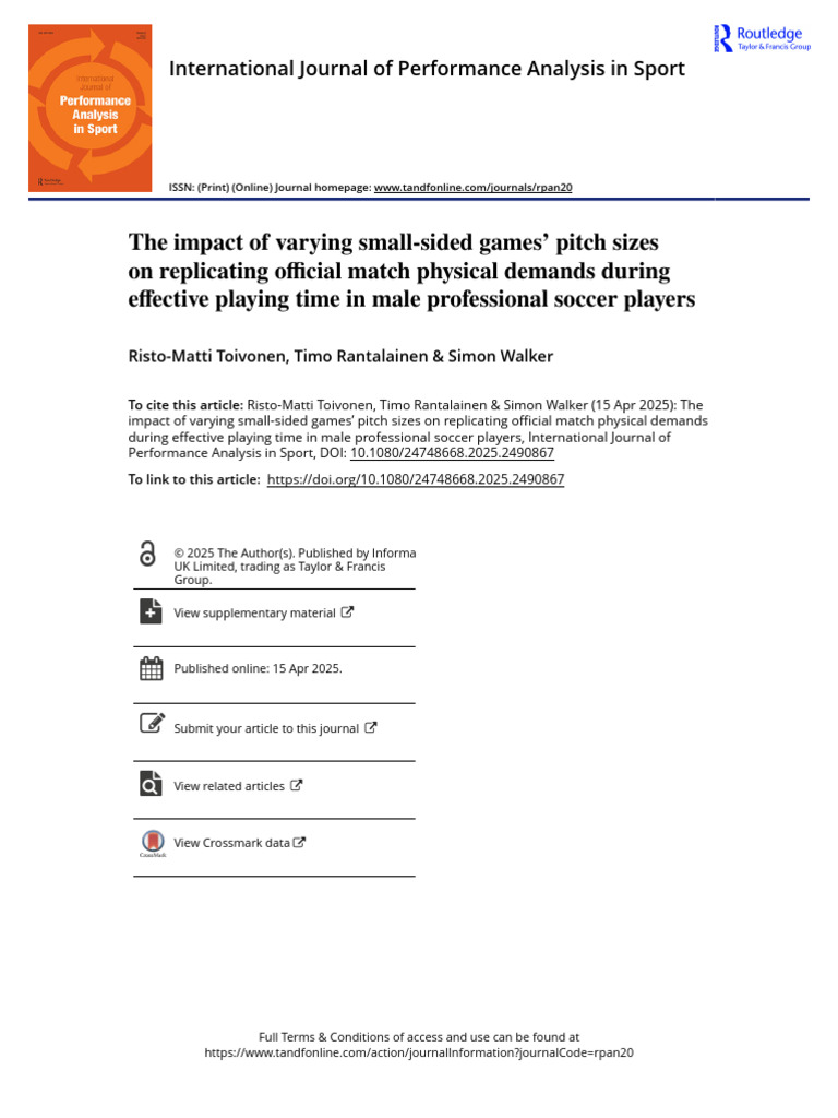 The Impact of Varying Small-Sided Games Pitch Sizes On Replicating ...