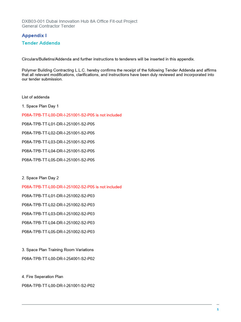 Appendix I - Tender Addenda | PDF | Building Technology | Building Engineering