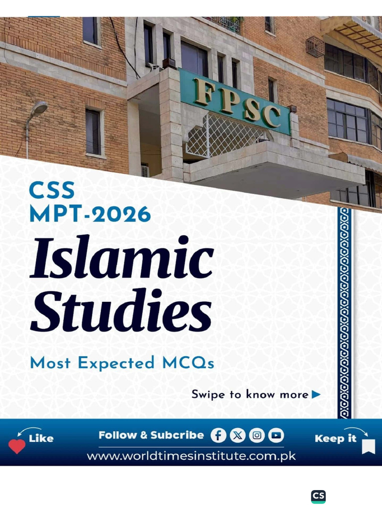CSS MPT 2026 Islamic Studies | PDF