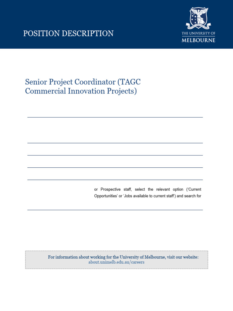 PD - Senior Project Coordinator - TAGC Innovation Projects | PDF ...
