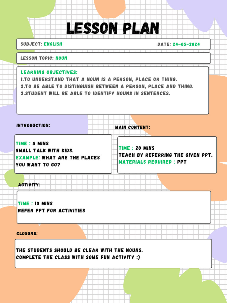 Lesson Plan Noun | PDF