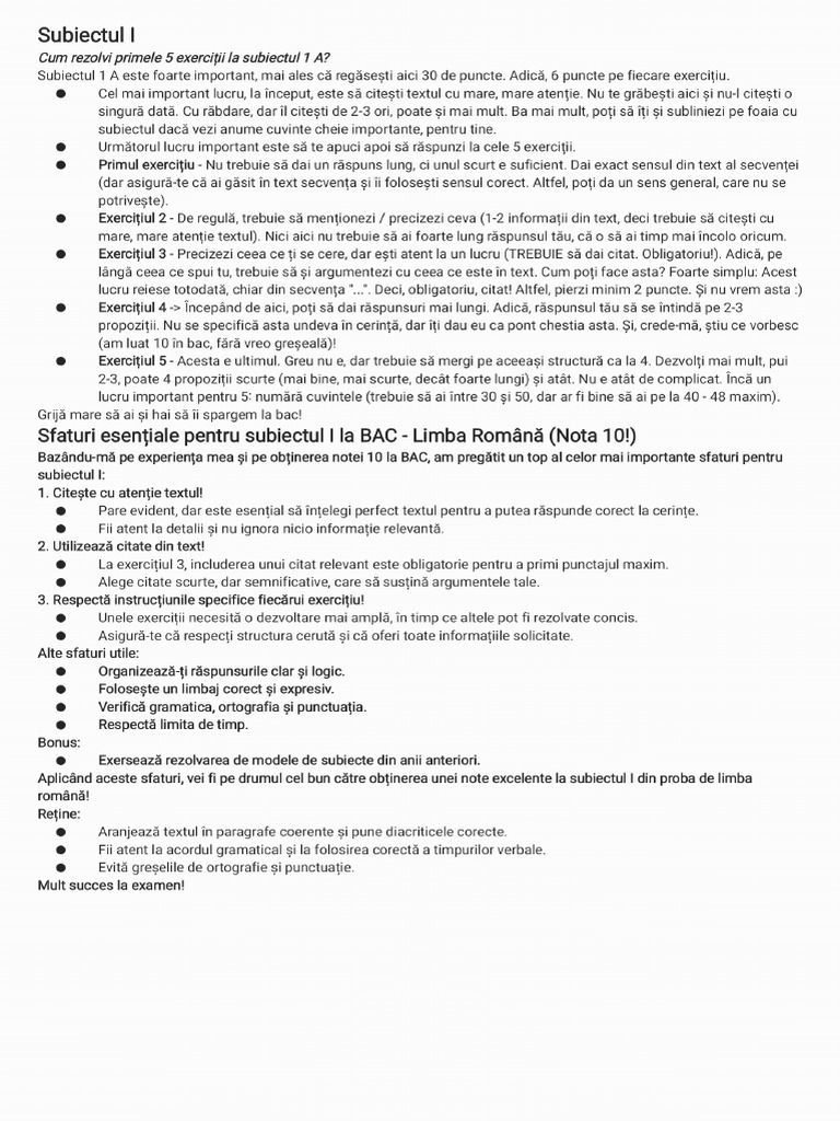 Sub 1 Bac Romana | PDF