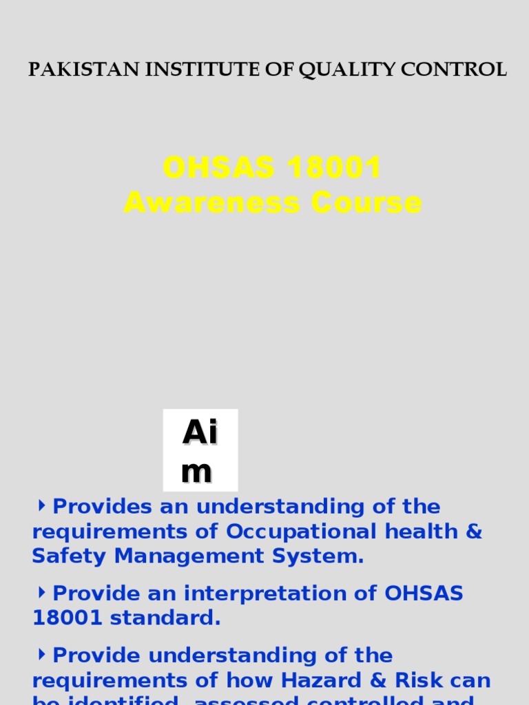 OHSAS 18001 Presentation) | PDF | Audit | Risk Assessment
