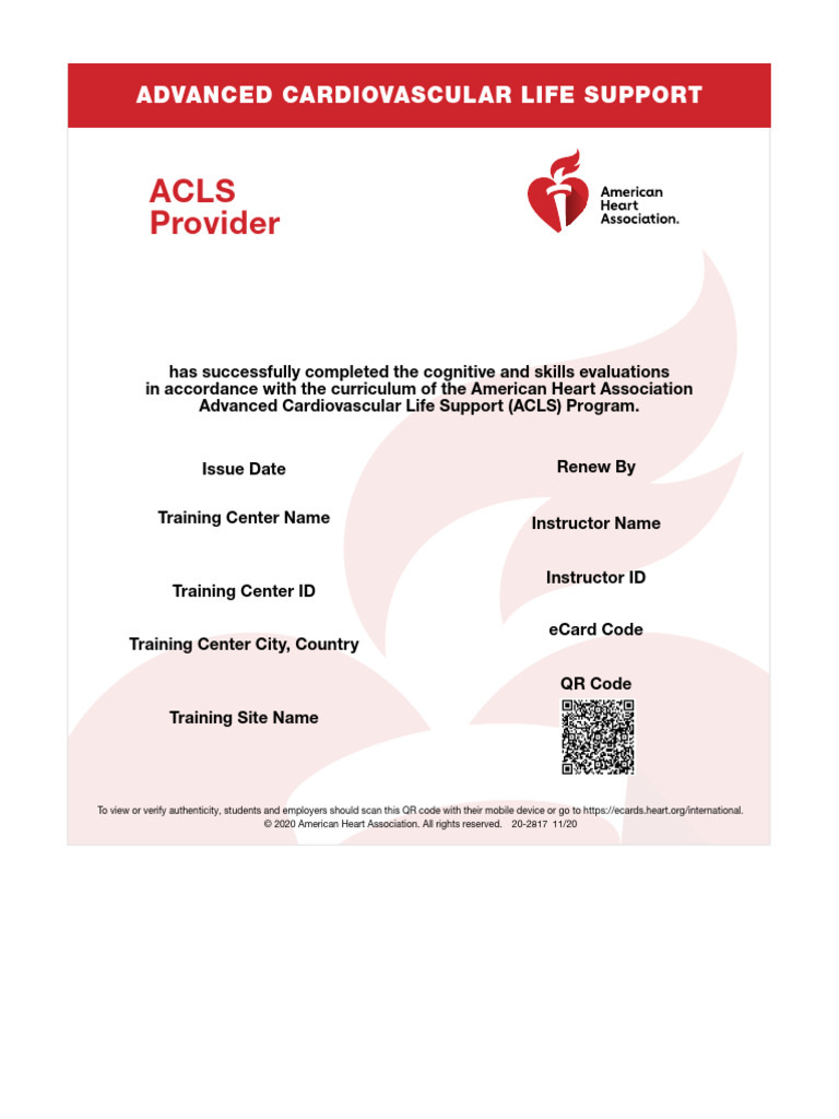ACLS Certification Completion Document | PDF