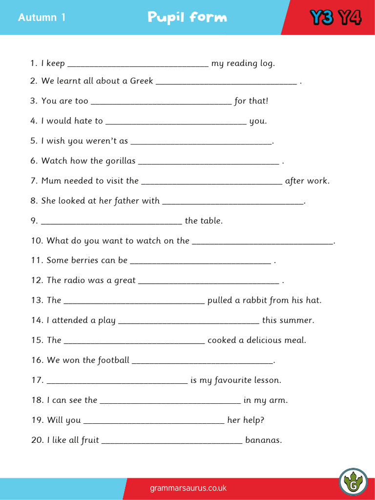 Y3-4 Spelling Test Pupil Form | PDF