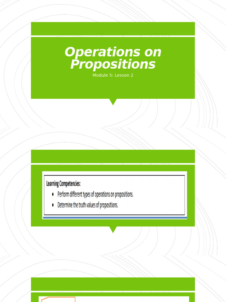 Module 5 Lesson 2 Operations On Propositions | PDF