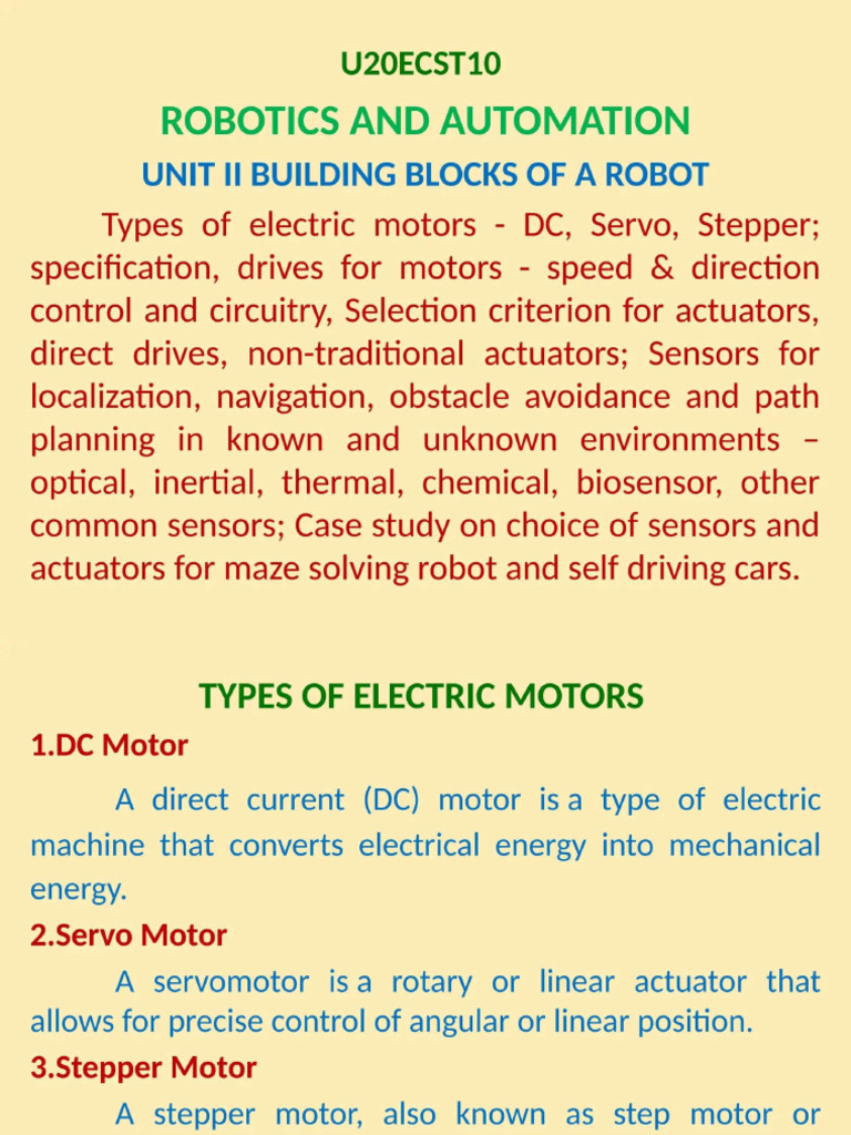 Robotics Unit 2 | PDF