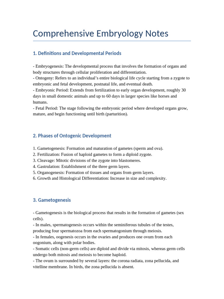 Essential Embryology Study Guide | PDF | Embryo | Fertilisation