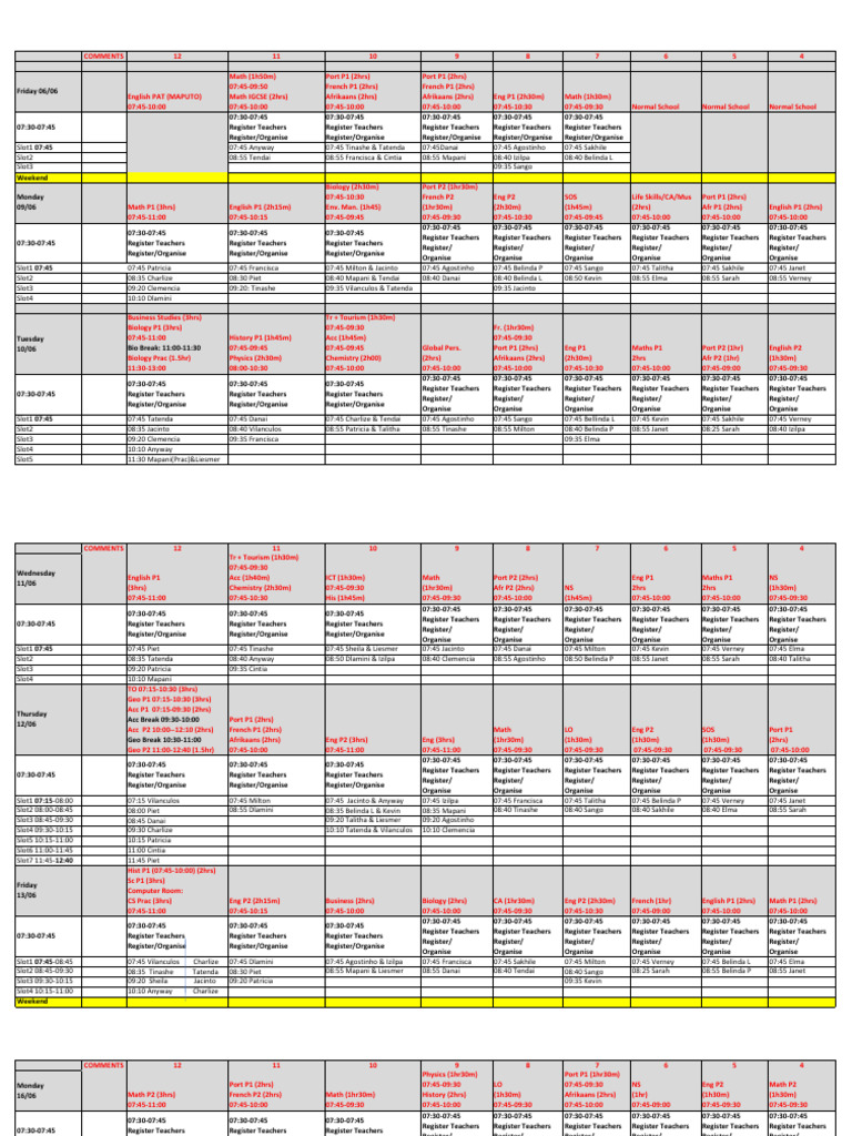 2025 June Exam Invigilation V1 Landscape | PDF