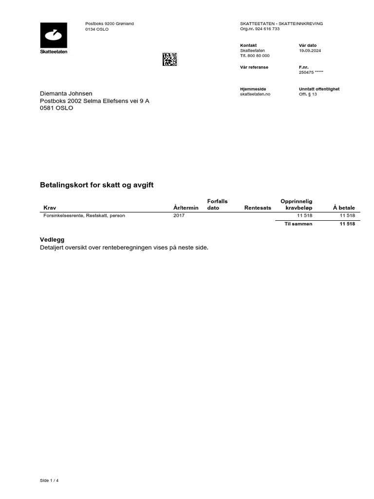 Betalingskort For Skatt Og Avgift 2 | PDF