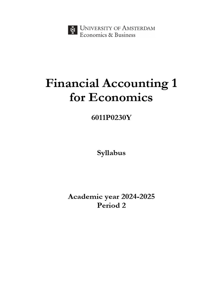 Financial Accounting Syllabus 2024-2025 | PDF | Accounting | Business ...