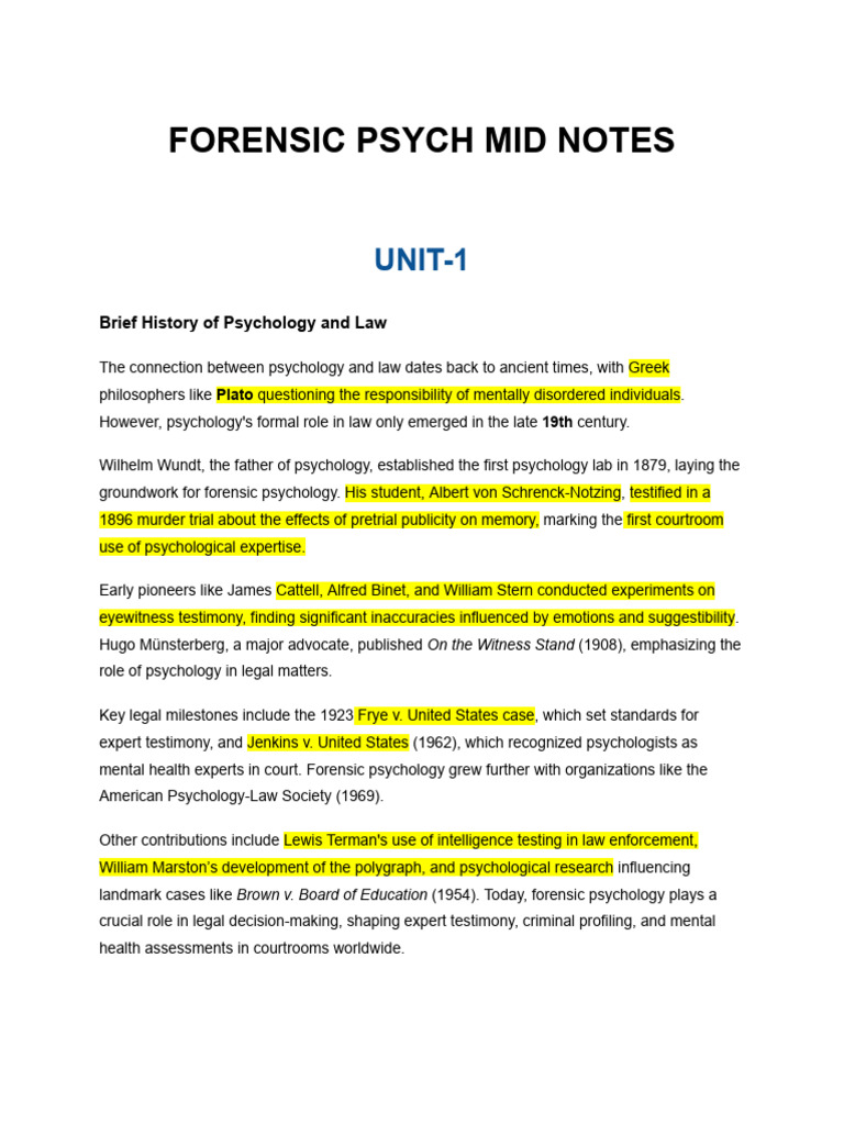 Forensic Psych Mids Notes | PDF | Offender Profiling | Crimes