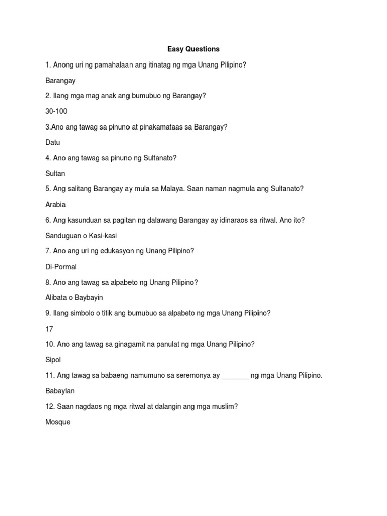 Easy Questions | PDF