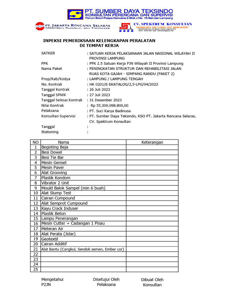 Ceklis Material | PDF