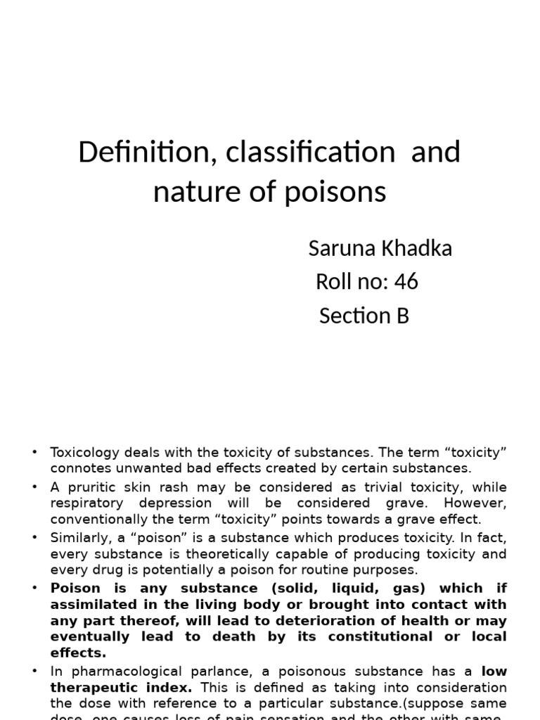 Overview of Poisons and Toxicity | PDF | Poison | Toxicity