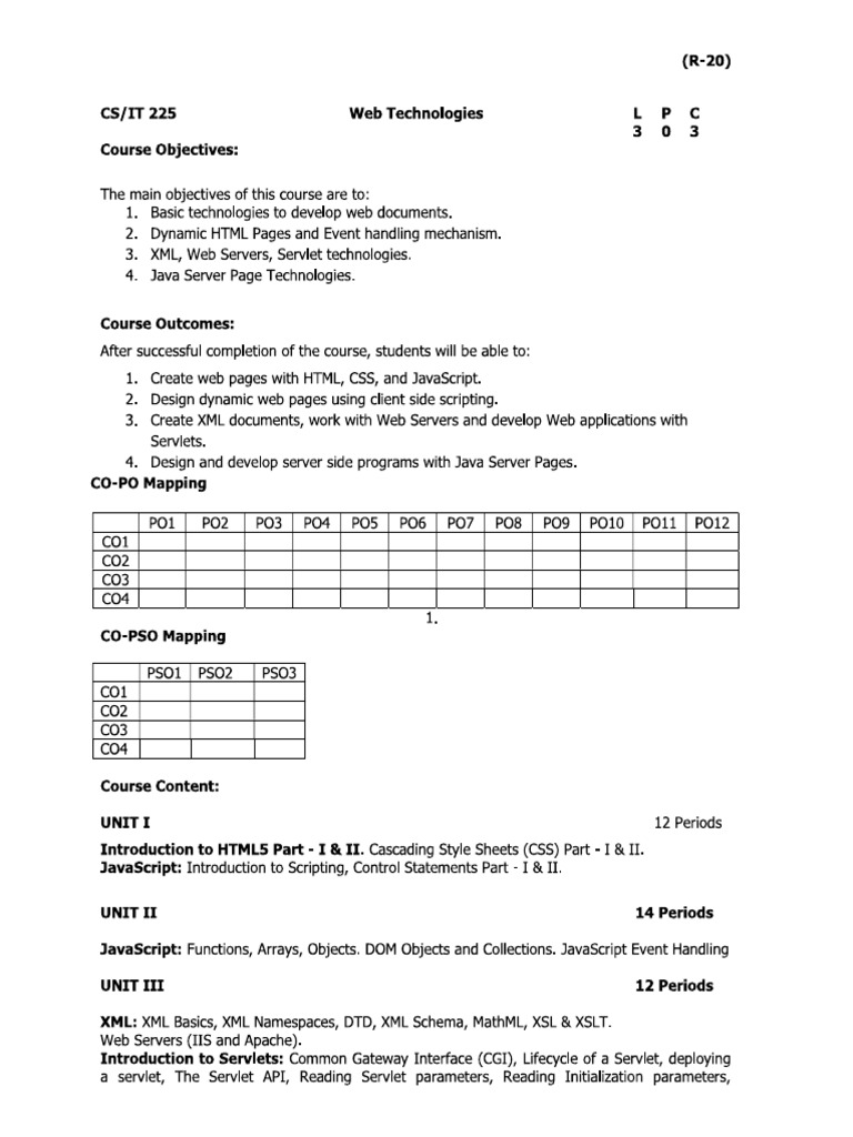 CS225 WT Syllabus | PDF