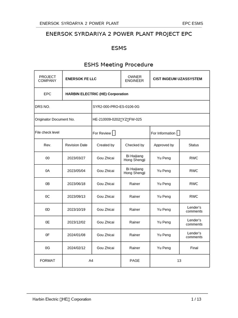 7 SYR2 000 PRO ES 0106 0G Annex 06 ESHS Meeting Procedure Final ...
