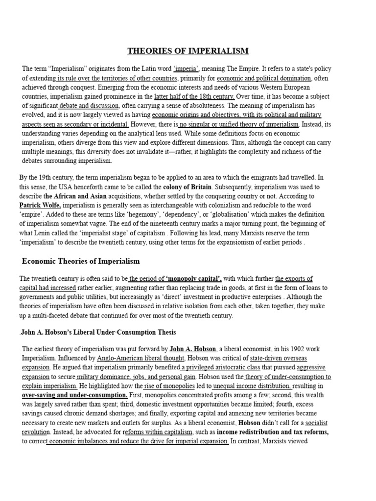 Theories of Imperialism | PDF | Imperialism | Capitalism