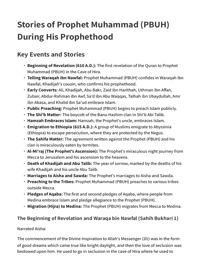 Stories of Prophet Muhammad (PBUH) During His Prop | PDF | Muhammad ...