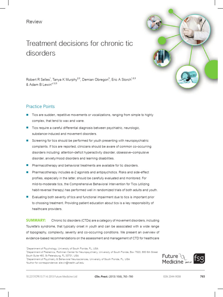 Treatment Decisions For Chronic Tic Disorders | PDF | Mental Disorder ...