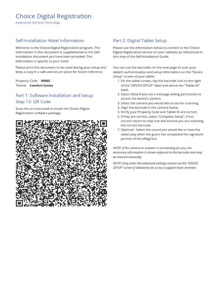 Choice Digital Registration Setup Guide | PDF | Barcode | Qr Code