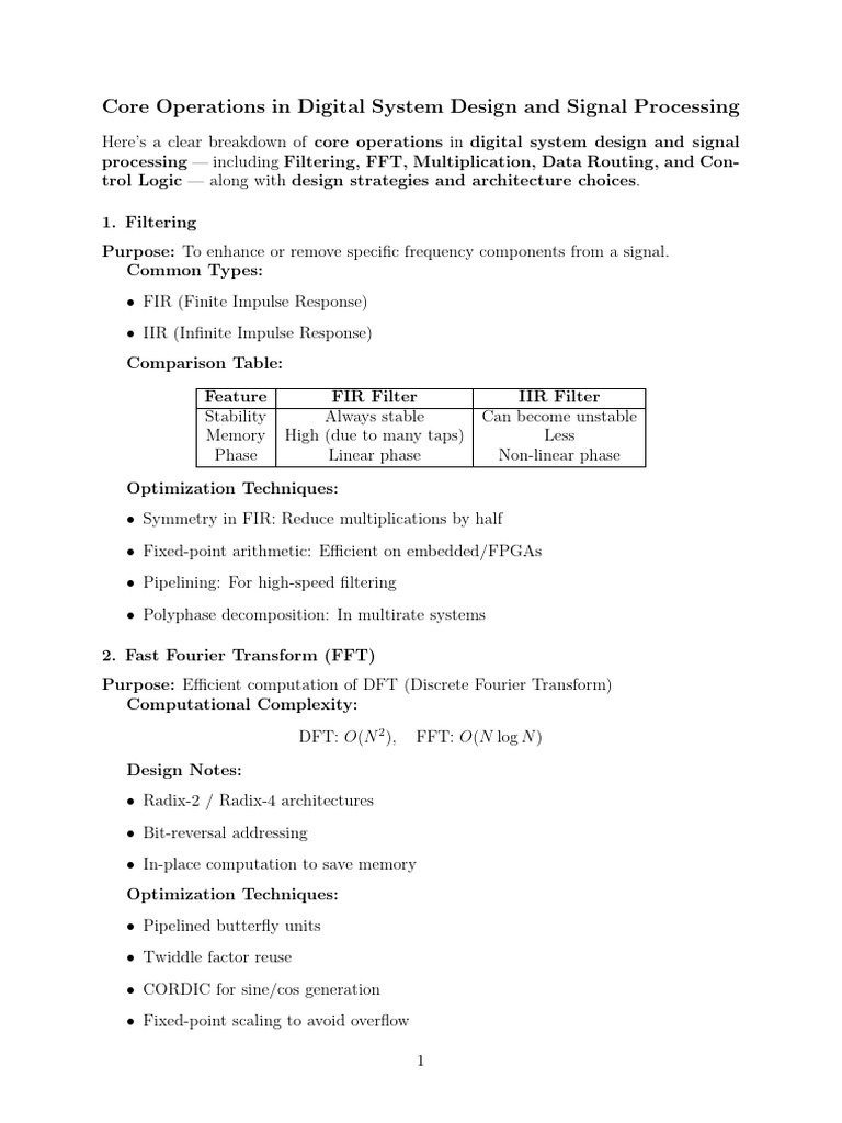 Core Operations in Digital System Design and Signal Processing (1) | PDF | Discrete Fourier ...