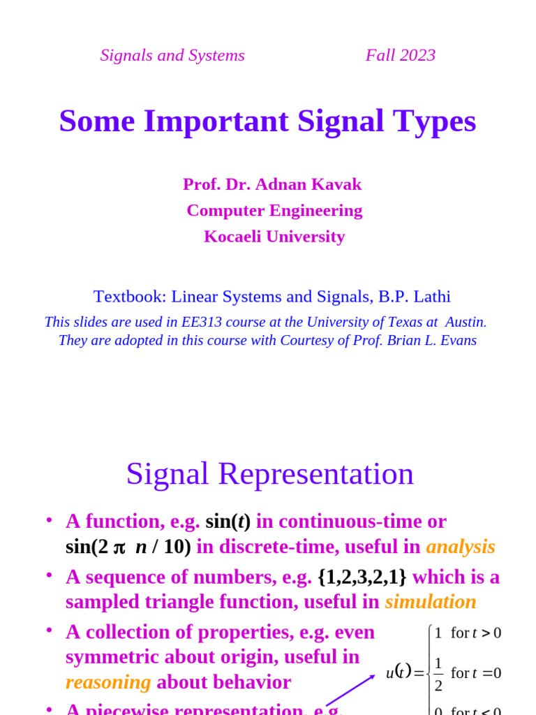 Key Signal Types in Signals and Systems | PDF | Sampling (Signal ...
