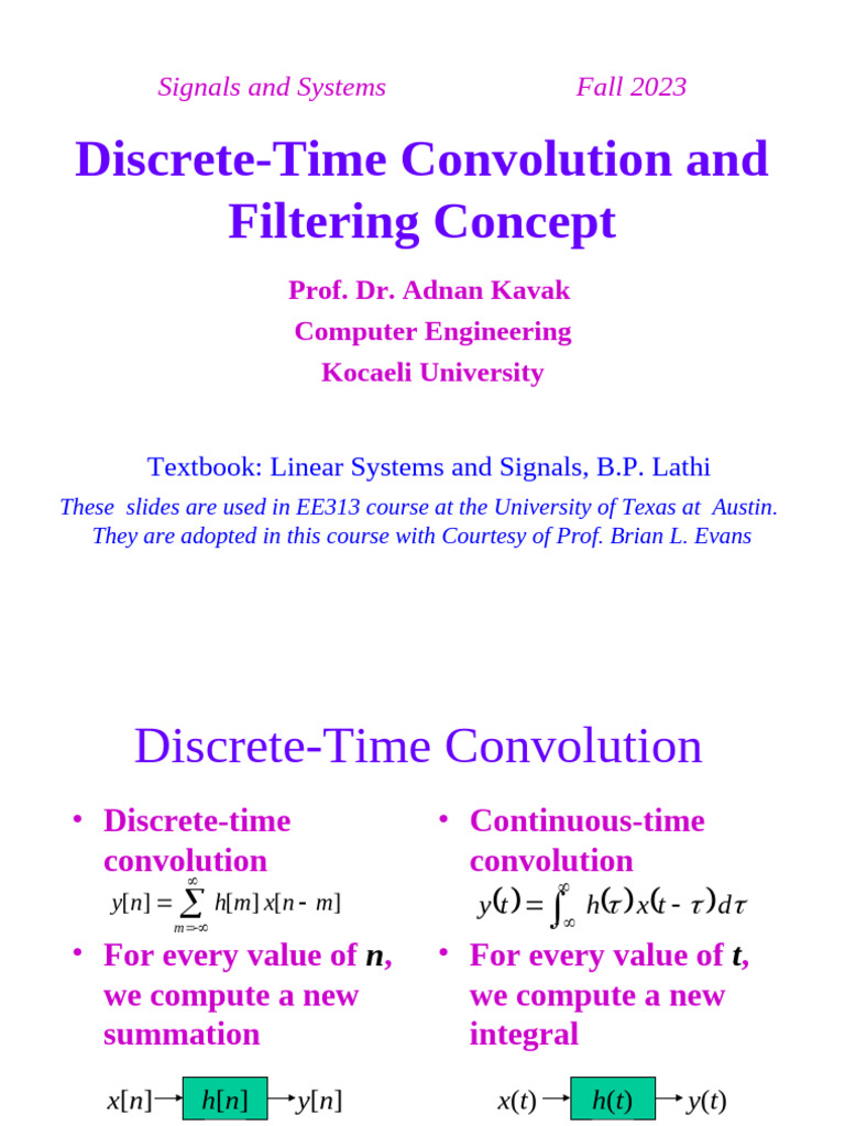 Lecture6 Convolution2 Discrete Time | PDF | Convolution | Mathematical Analysis