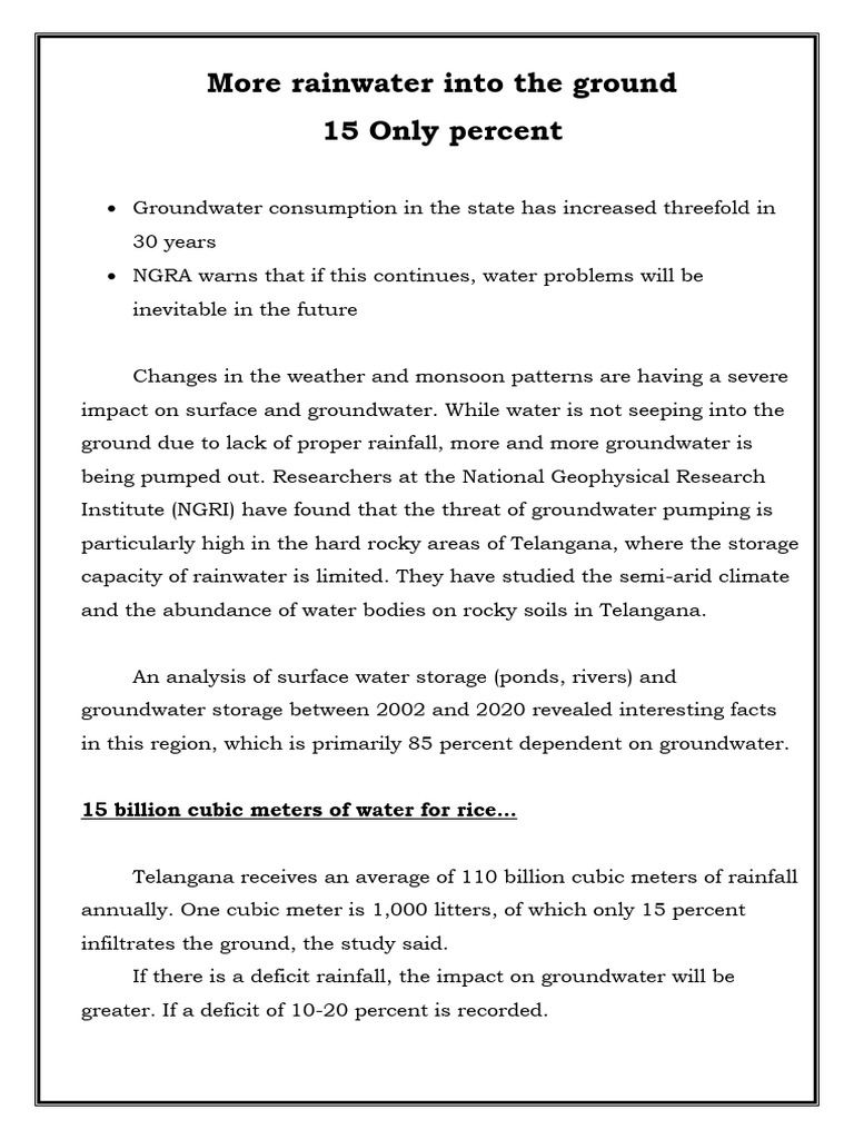 More Rainwater Into The Ground | PDF | Groundwater | Rain