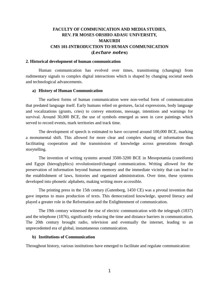 CMS 101 - Introduction To Human Communication | PDF | Communication | Nonverbal Communication