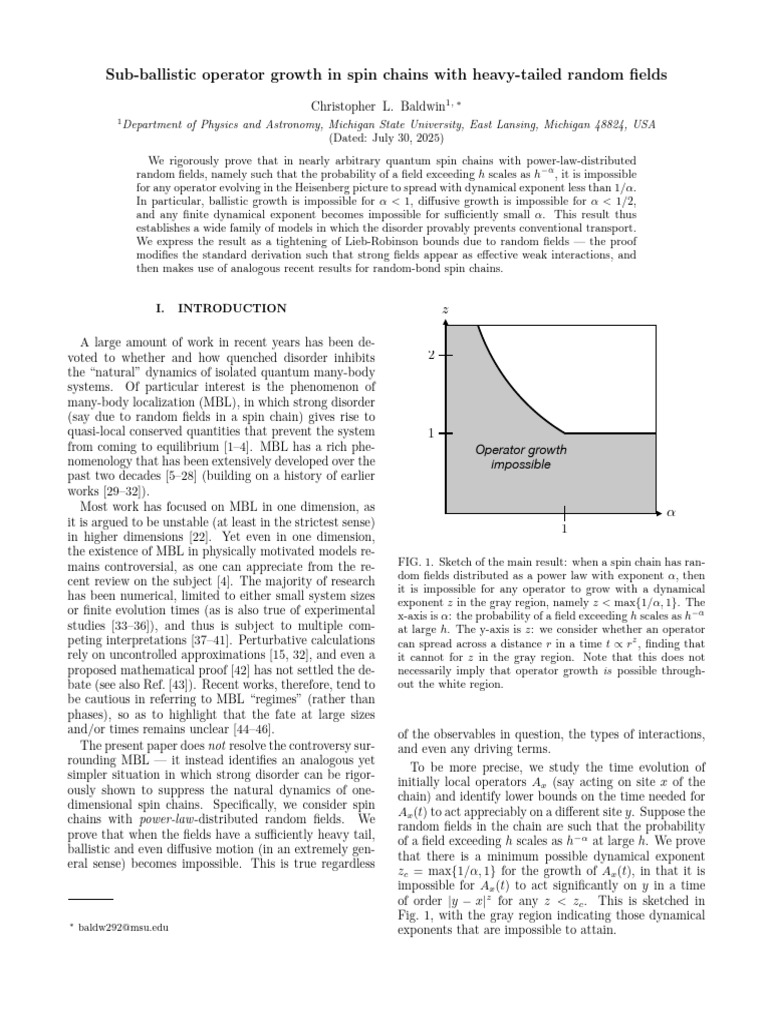 Sub-Ballistic Operator Growth in Spin Chains With Heavy-Tailed Random ...