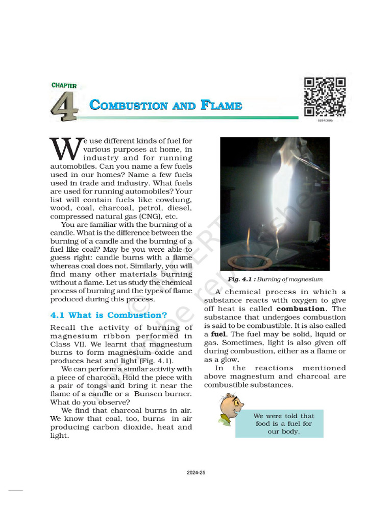 Grade 8 Science Chapter 4 Combustion and Flame | PDF