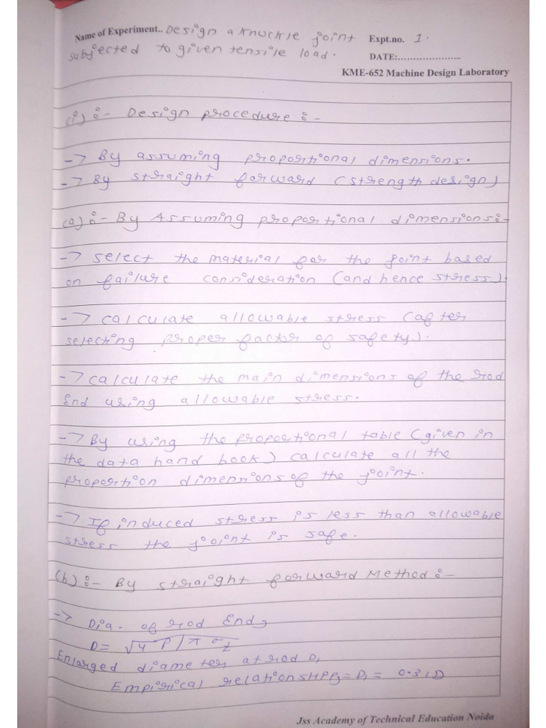 Machine Design Lab Manual Experiments With Results | PDF