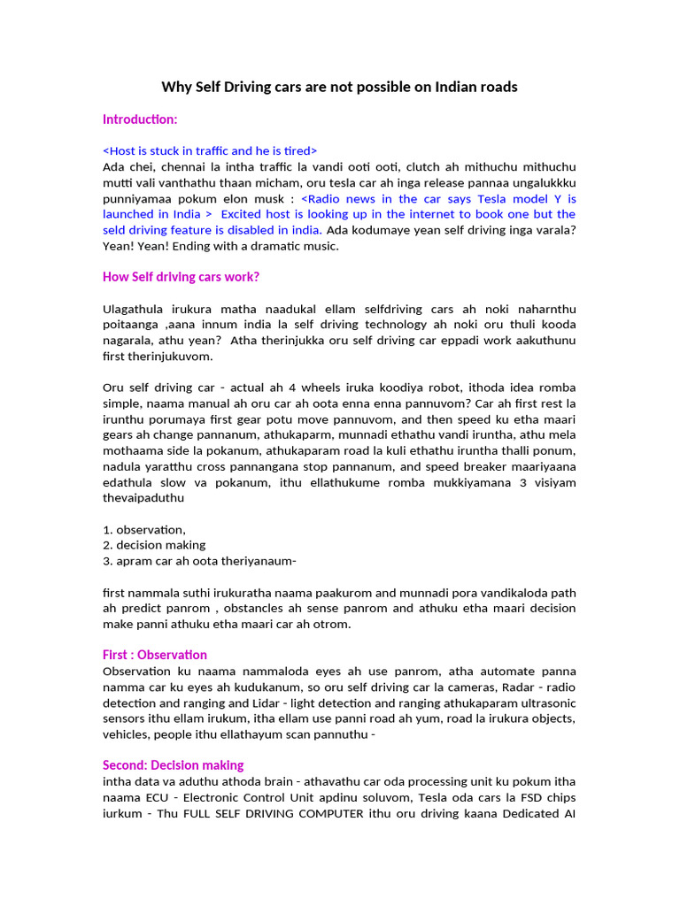 Self-Driving Cars: Challenges in India | PDF | Steering | Land Transport