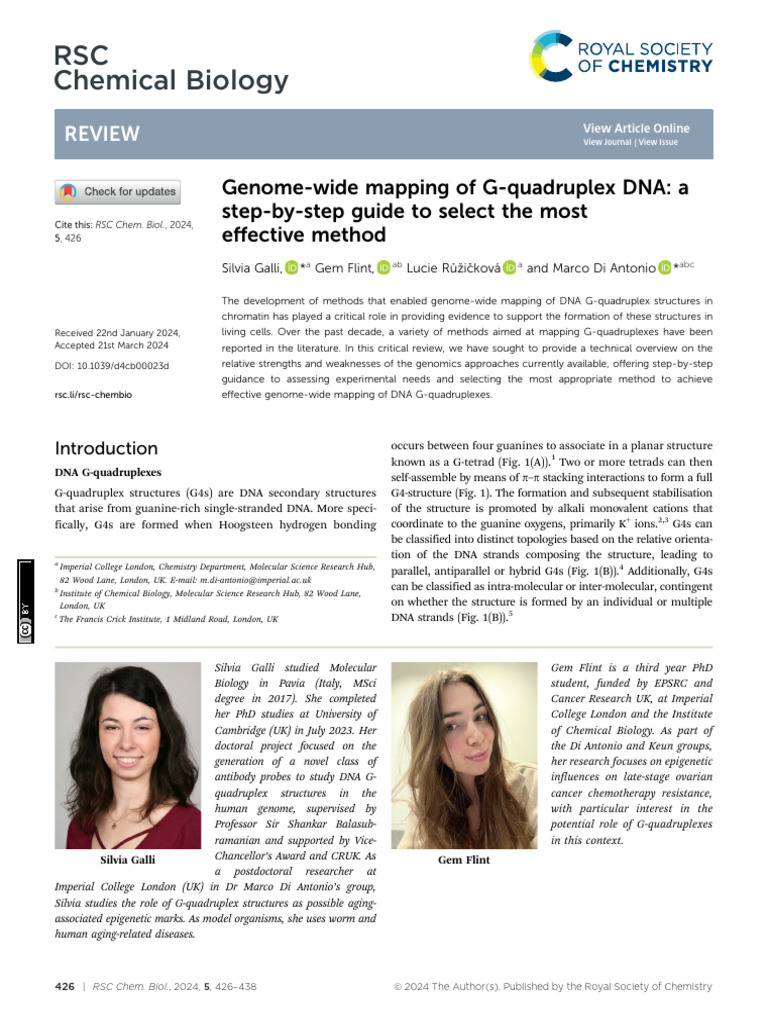 Genome-Wide Mapping of G-Quadruplex DNA | PDF | Dna Sequencing | Cell ...