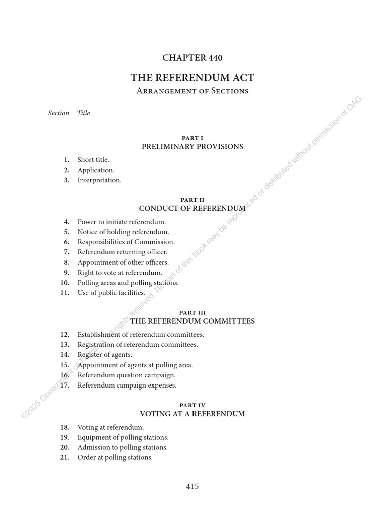 Cap. 440 Referendum Act, R.E 2023 - MD, Mendez | PDF | Voting | Elections