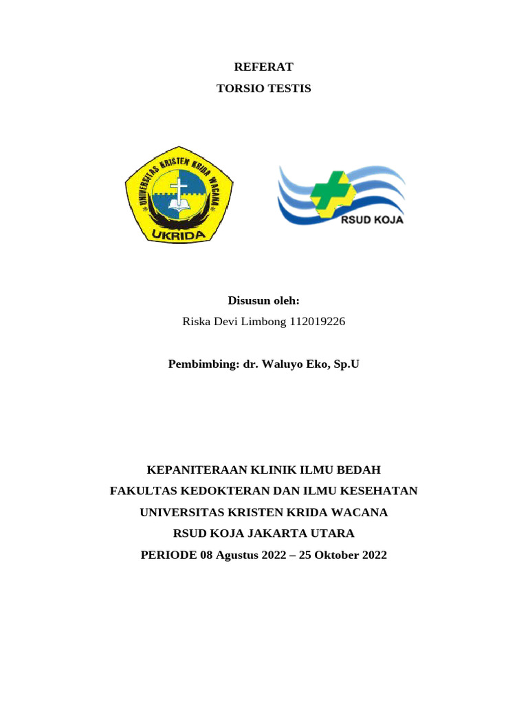 Torsio Testis: Diagnosis dan Penanganan | PDF