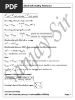 Electrochemistry Formulas Class12 | PDF