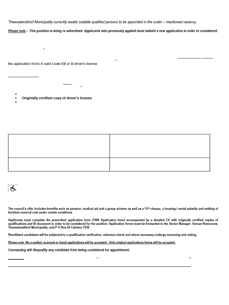 Process Operator Vacancy at Theewaterskloof | PDF