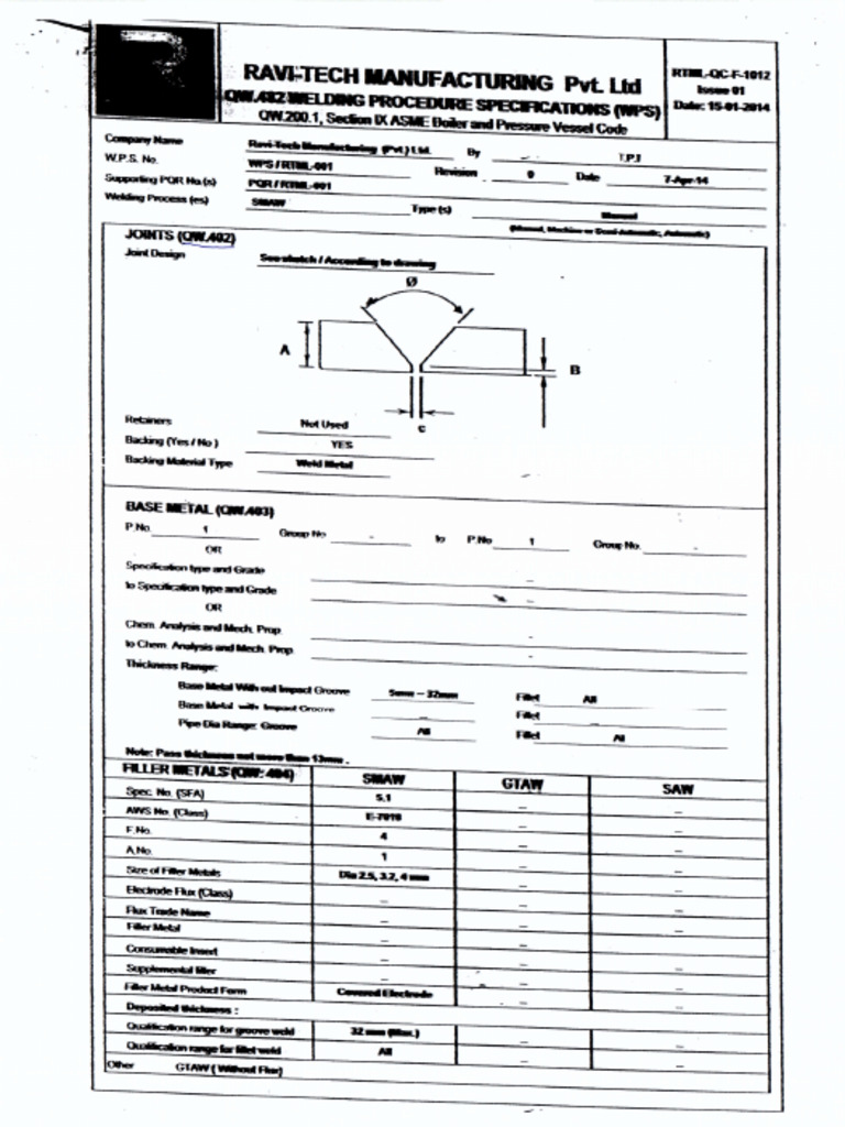 Welding Procedure-SectionIX of ASME | PDF
