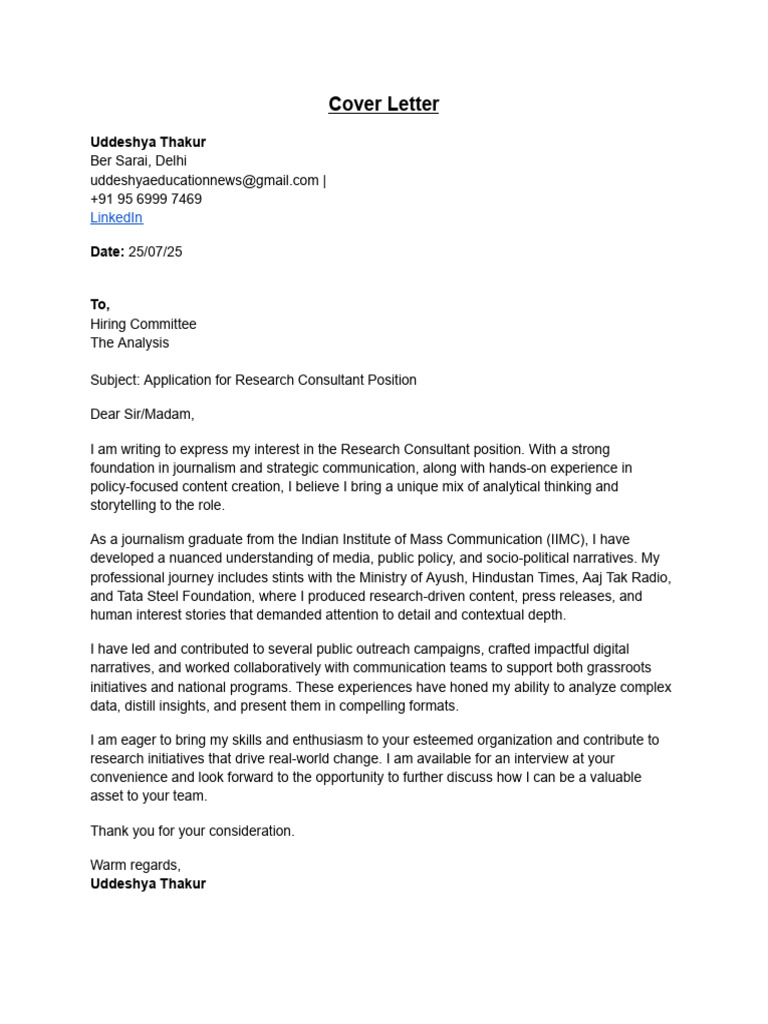 Cover Letter - TA | PDF